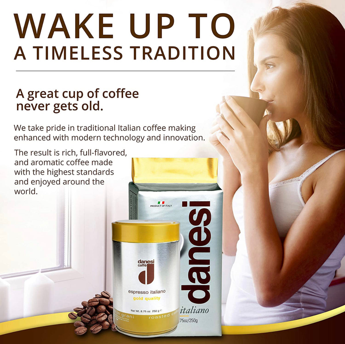 Danesi Caffe Italian Espresso Coffee Beans (GOLD Label/2 bags ...